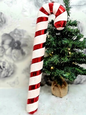 Chunky Giant Christmas Decoration Red/White Candy Cane Stick 60cm In ...