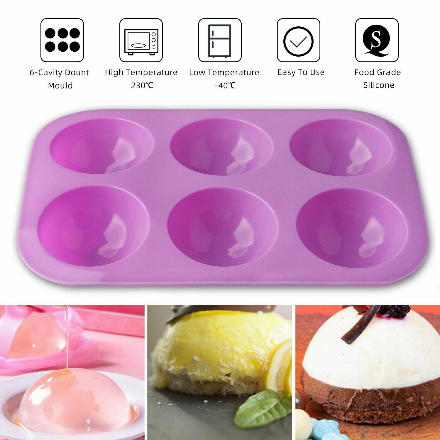 6Holes DIY Ball Sphere Mold Silicone Cakes Chocolate Candy Mould ...