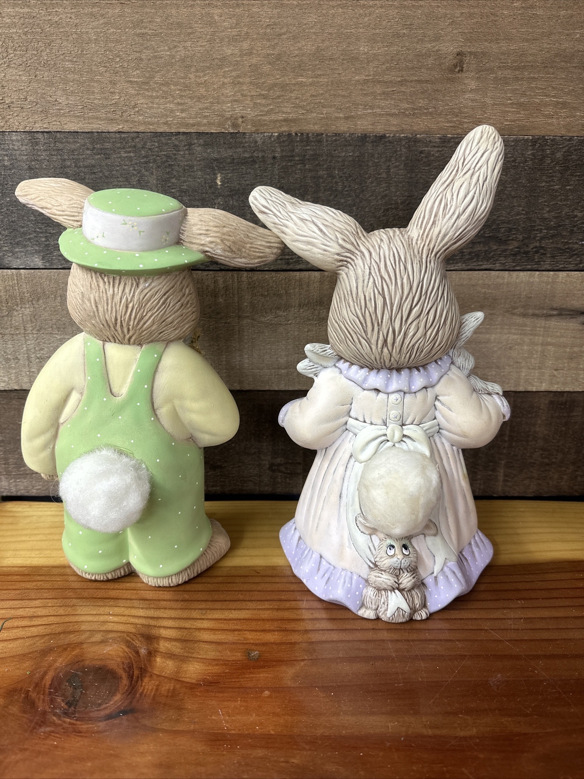 11” Ceramic Bisque Rabbits Mama With Bunnies & Papa CottonTails ...