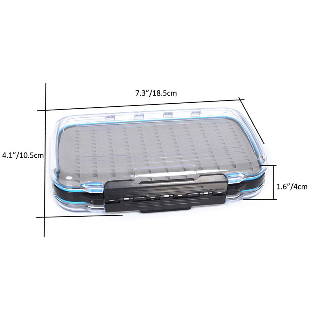 Fly Fishing Box Case Waterproof Foam Insert Easy Grip Double Side Clear ...