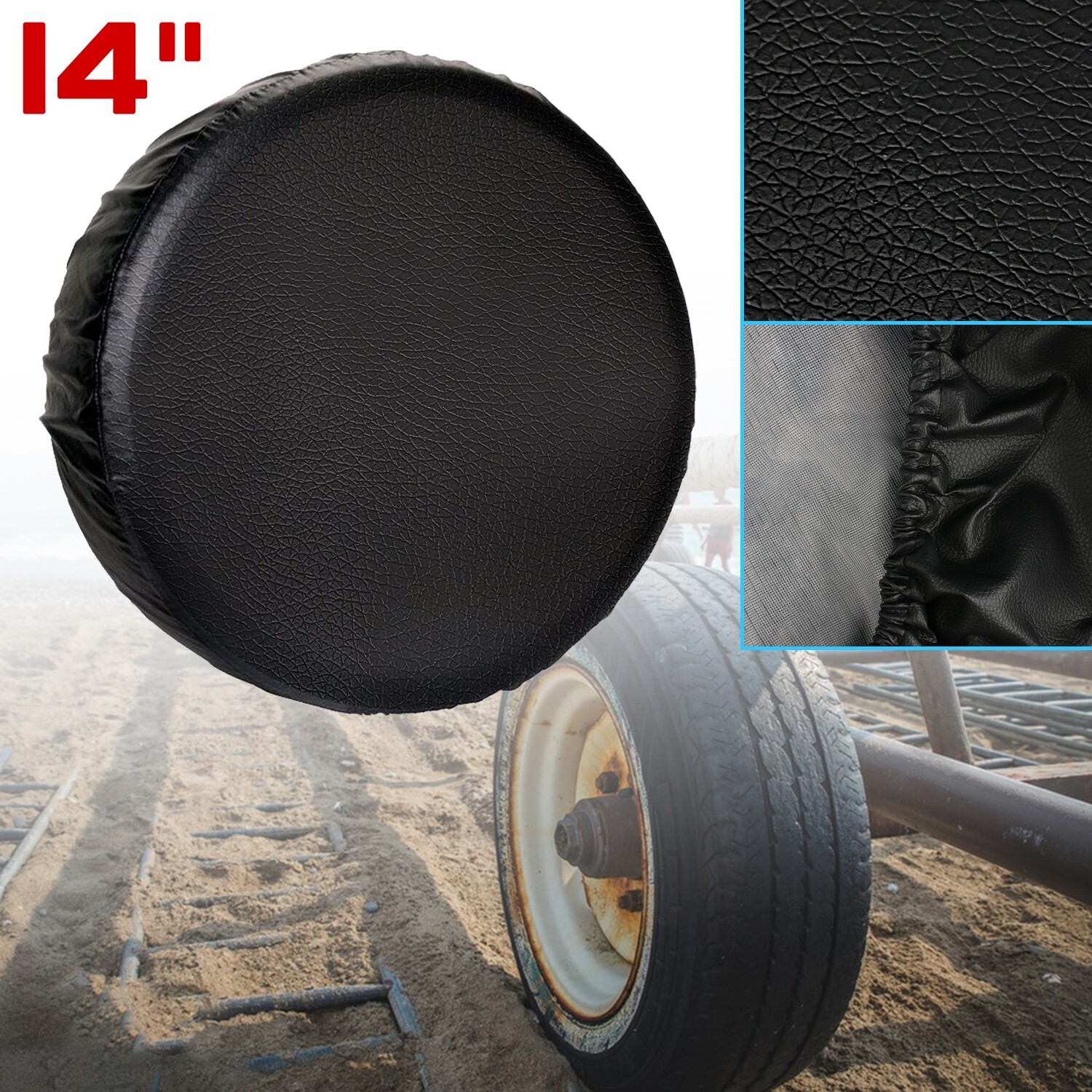 14" DIY trailer Spare tire Wheel Cover Against UV&Rain Heavy Duty Vinyl ...