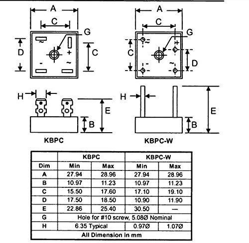 5pcs KBPC2504 2504 Bridge Rectifier Diode, Single Phase,Full Wave 25 ...