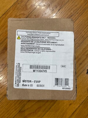 Whirlpool Evaporator Fan Motor Assembly - W11334745 Genuine OEM | eBay