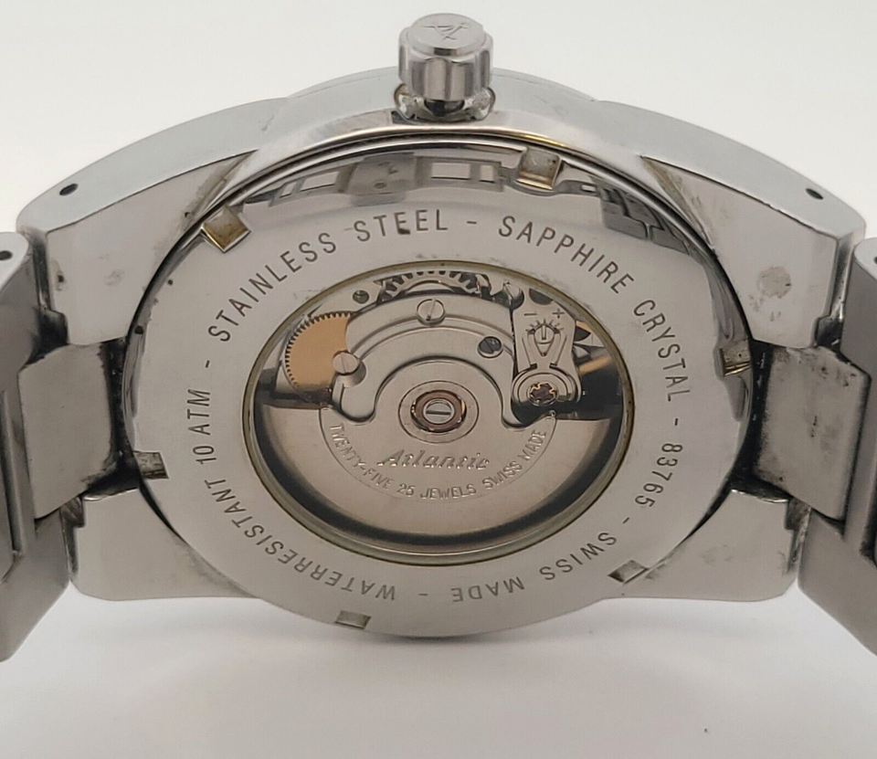 Atlantic Skipper Automatic Stainless Steel 42mm Black Dial Men's Watch ...