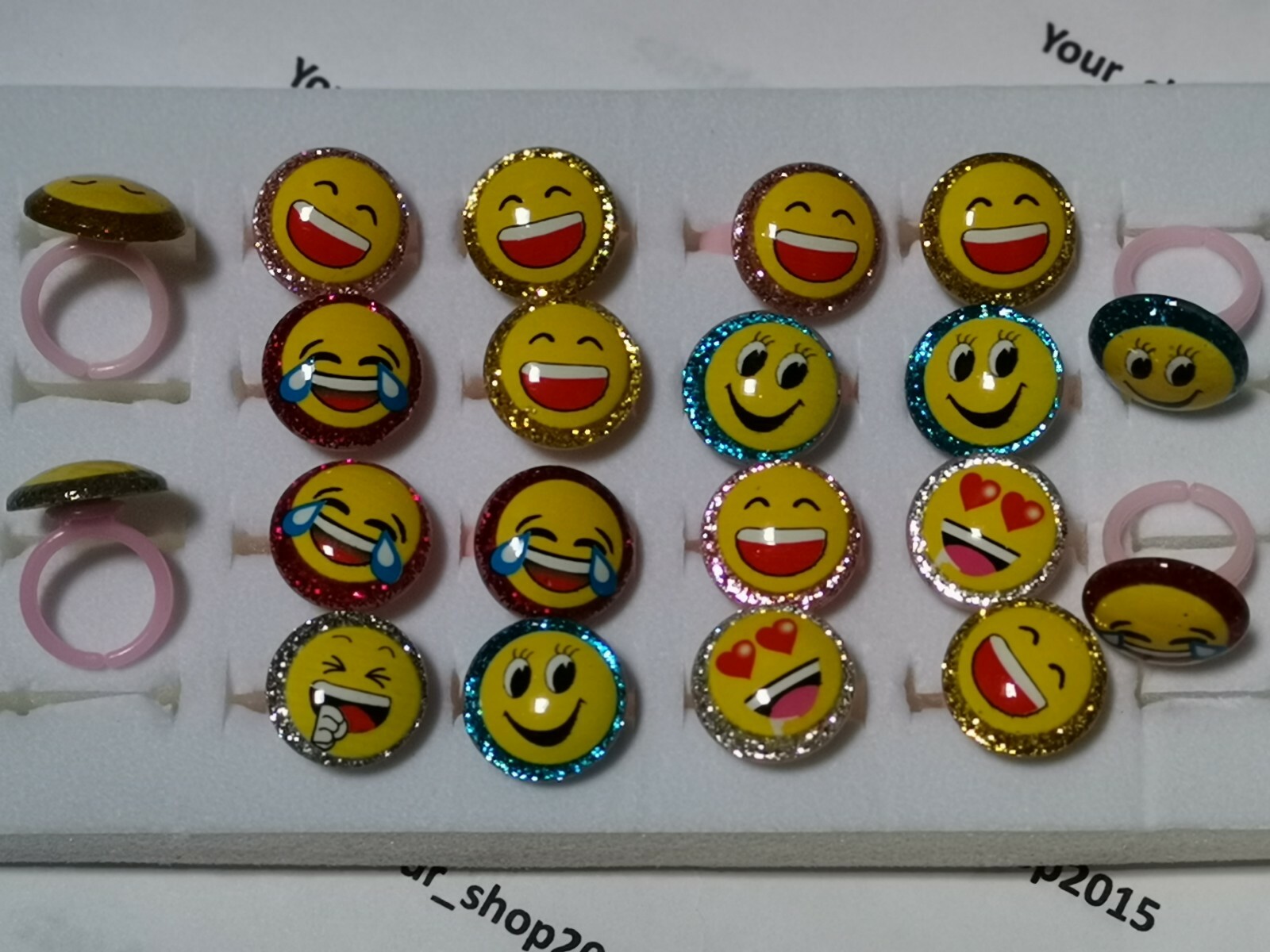 Mixed Cute Cartoon Children/Kids Emoji Face Rings Jewellery Gift Loot ...
