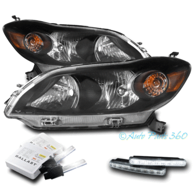 FOR 09-14 TOYOTA MATRIX BLACK REPLACEMENT HEADLIGHT LAMP W/LED DRL+ ...