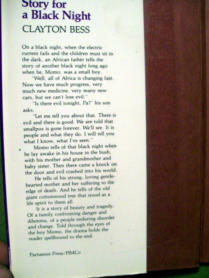 STORY FOR A BLACK NIGHT CLAYTON BESS 1982 HARDCOVER 9780395318577| eBay