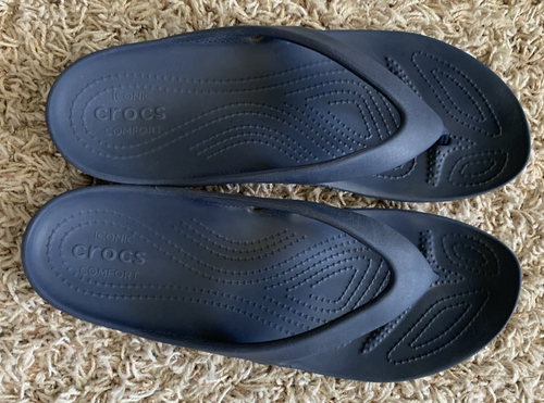 Crocs Iconic Comfort Thong Sandals Flip Flops Navy Women's Size 11 | eBay