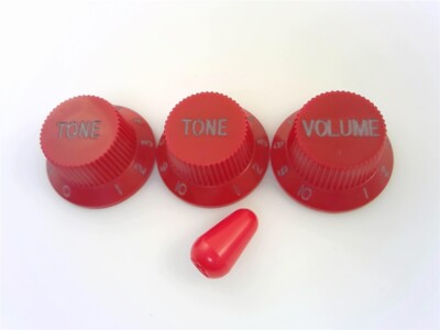 True Custom Shop® RED Knobs & Switch Tip Set for Fender Strat 1 Volume ...