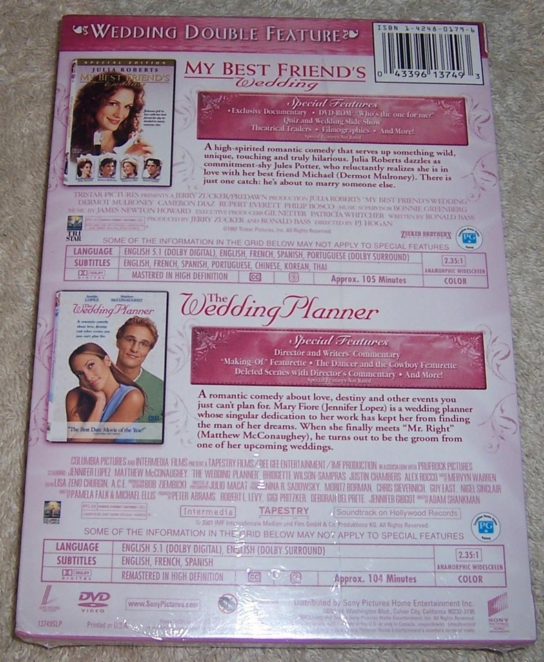 The Wedding Planner / My Best Friend's Wedding (Wedding Double Feature ...