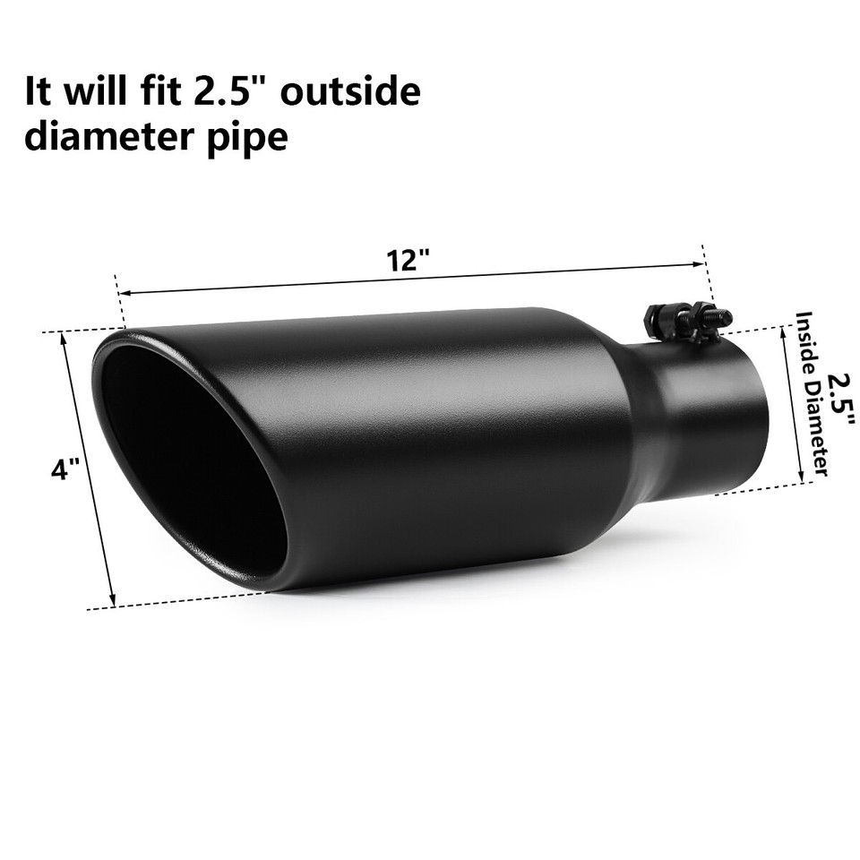 2.5"/3"/3.5"/4"/5" Inlet - 12"/15"/18" Long Diesel Exhaust Tip ...