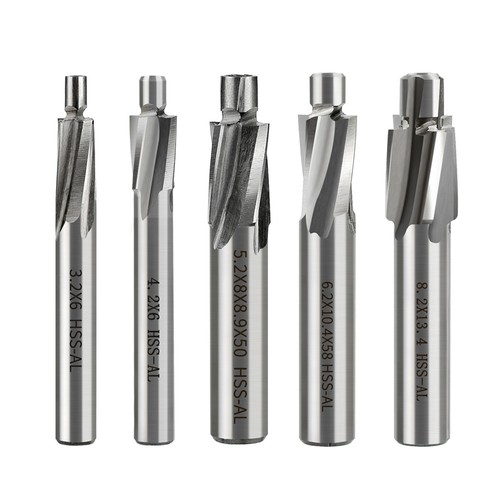 5pcs HSS Counterbore End Mill M3-M8 Pilot Slotting Tool Countersink ...