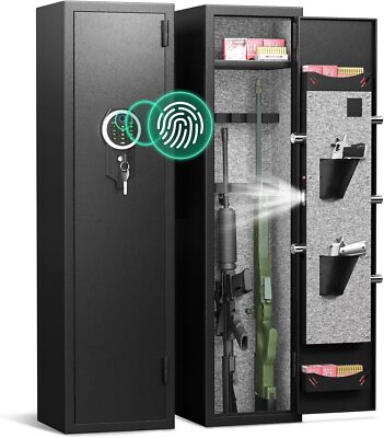 3-5 Gun Safe for Rifles and Pistols with Fingerprint Lock & Removable ...