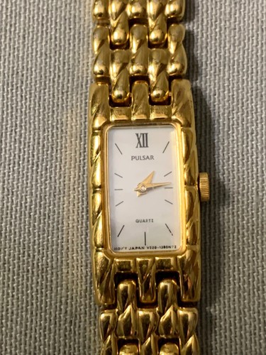 Pulsar Gold-Tone Chain Link Women's Watch White Dial Quartz Japan Movt ...