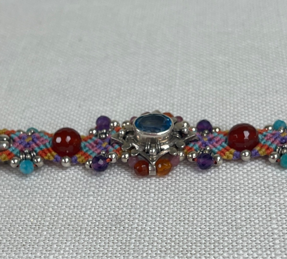 Isha Elafi Nomadic Knot work Colorful Blue Topaz Bracelet 7" Adjustable Gorgeous | eBay