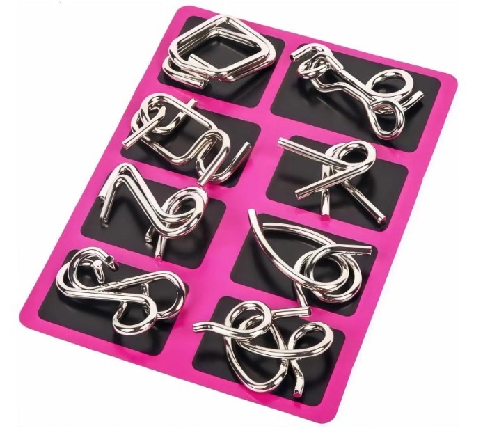 Metal Wire Puzzle Set of 24 with Pouch,Brain Teaser IQ Test Trick Toy ...
