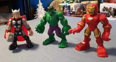 Lot Of 3 Hasbro Playskool Marvel Superheroes Iron Man, Hulk, & Thor | eBay