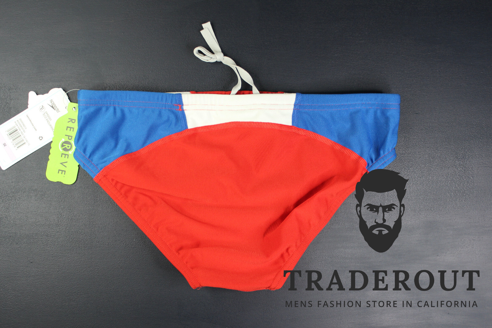 H.E.Arts USA logo custom print SPEEDO men red swim brief swimsuit size ...