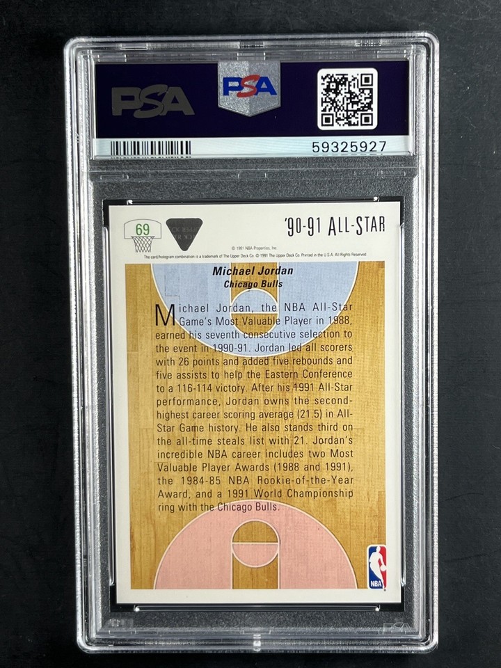 1991 UPPER DECK MICHAEL JORDAN #69 HOF BULLS PSA 9 MINT💎 | eBay