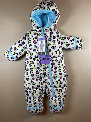 Spyder 3/6 Mo Infant One Piece Hood Snowsuit Bodysuit Leopard Print ...