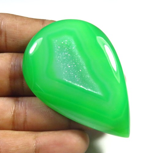 Teinté Onyx Druse Cab Naturel Géode Agate Gemme Onyx 55x37mm Poire ...