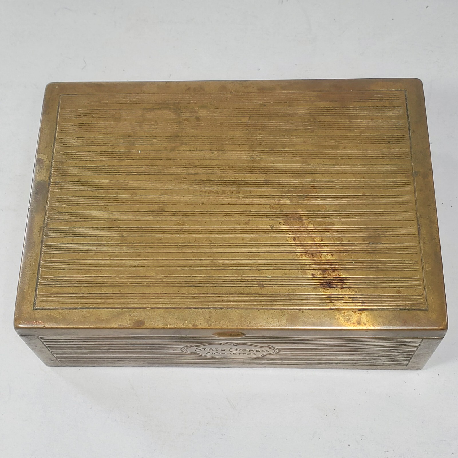 Vintage early brass State Express Cigarettes 555 box trinket hinged ...