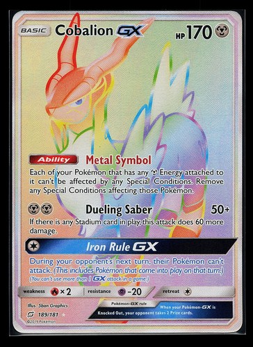 Pokemon Card - Cobalion GX Team Up 189/181 Secret Rare Full Art SM ...
