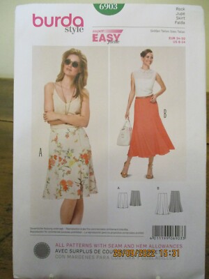 BURDA SEWING PATTERN 6903 - LADIES' SKIRT in 2 STYLES - SIZES 8 to 24 ...