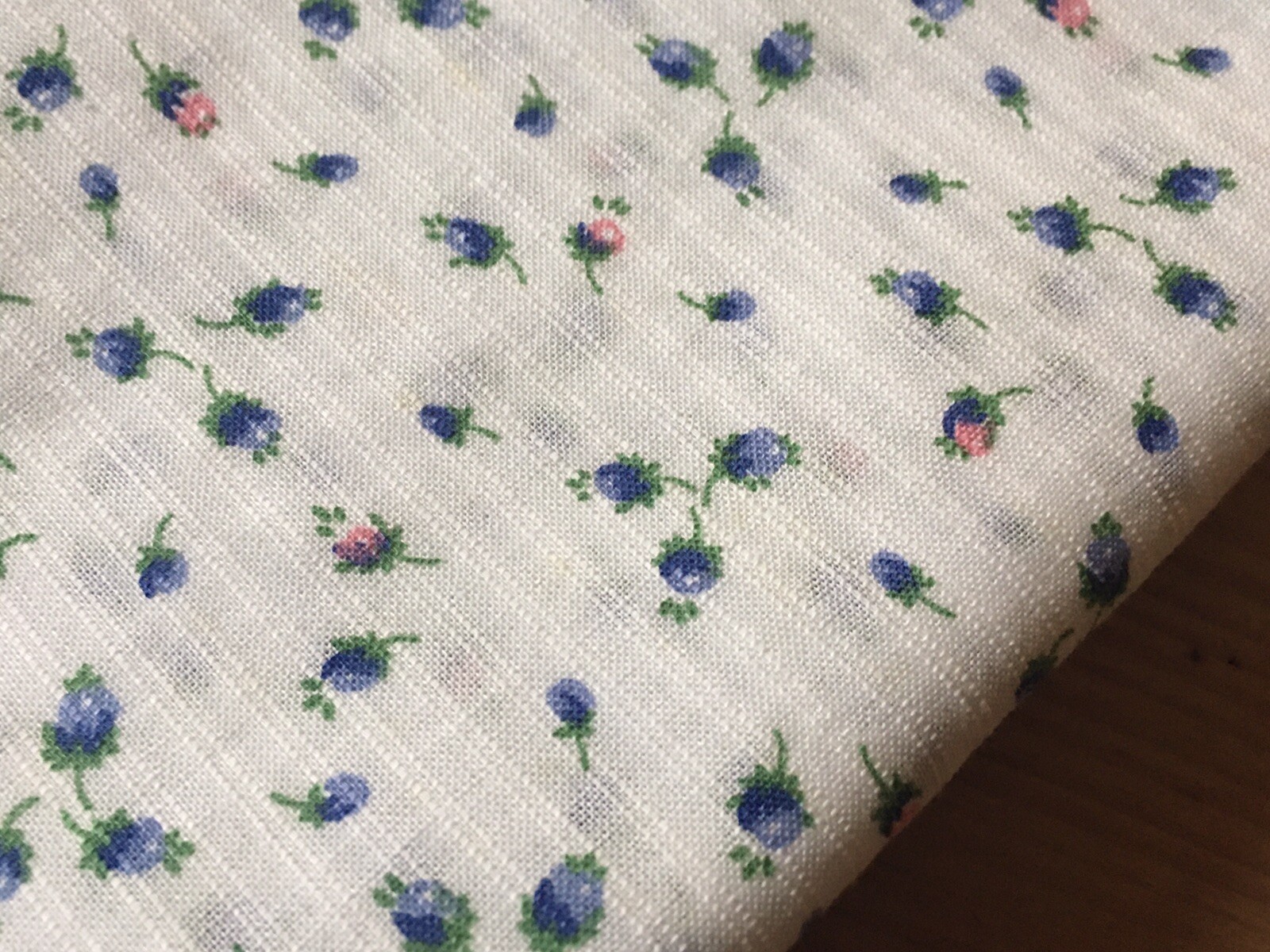 Antique Small Scale Tiny Rosebud Roses Dimity Cotton Fabric ~ Pink Blue ...