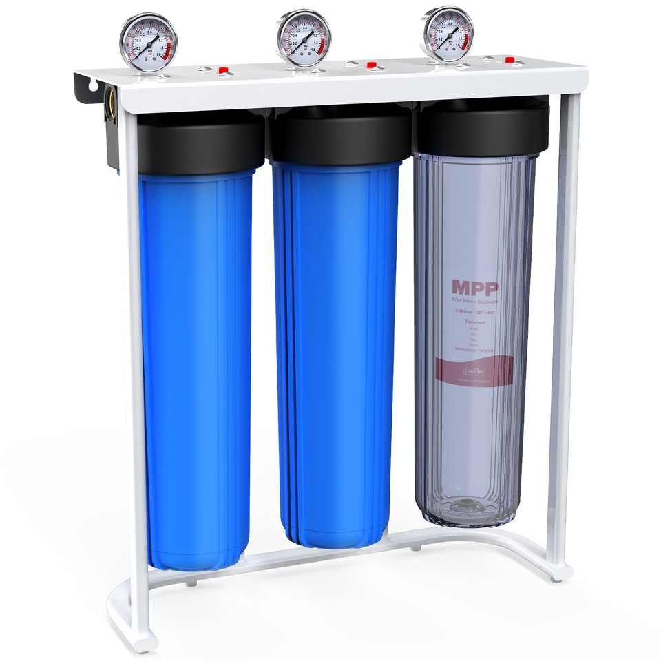 3 Stage 20 Inch Whole House Water Filter Housing System +3 Set Filter ...