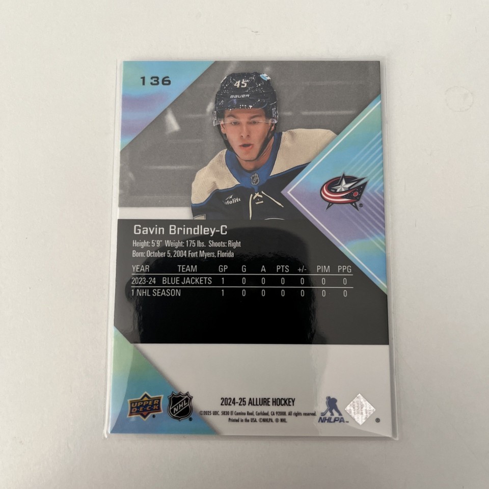 Gavin Brindley 2024-25 Upper Deck Allure Hockey Rookie. #136 | eBay