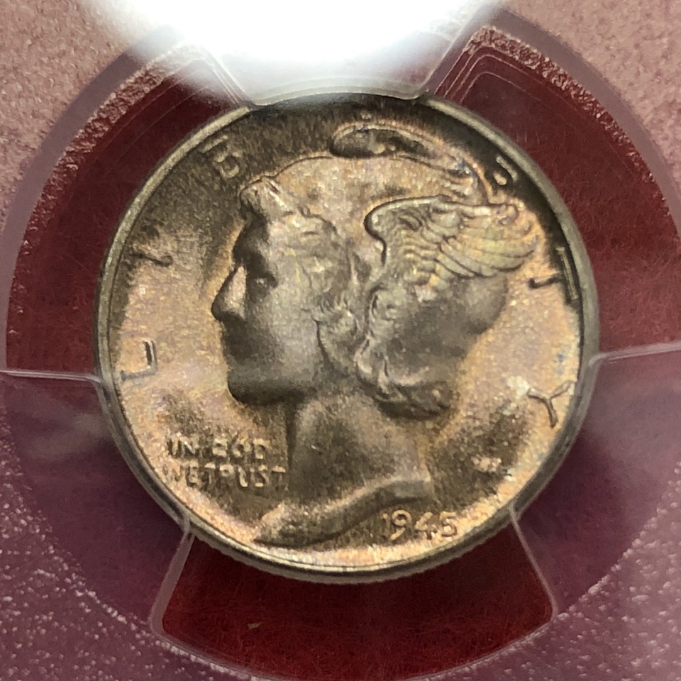 1945 D Mercury Dime MS66 FB Full Bands PCGS Light Gold Toning | eBay