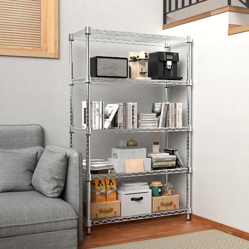 MZG Steel Heavy Duty 5-Tier Utility Shelving Unit Steel Organizer Wire ...