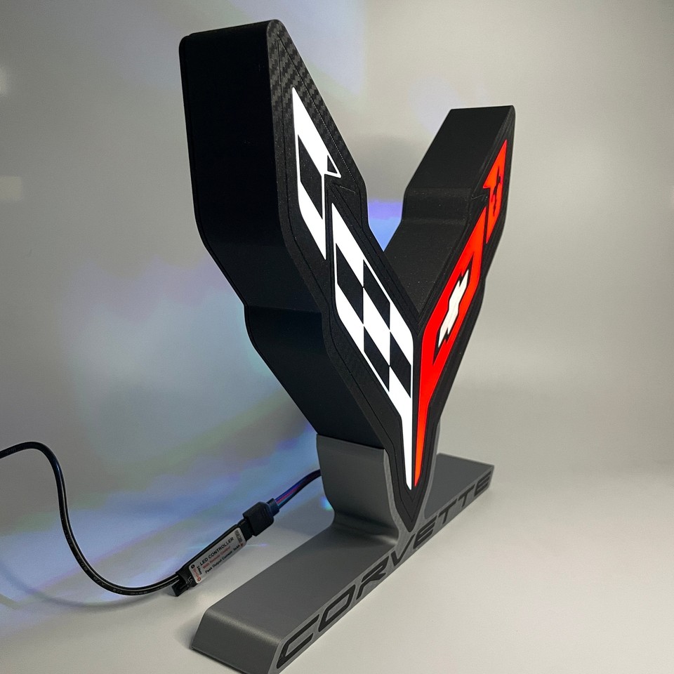 Corvette C8 Logo Light Box, Gift for Car Lovers, Automotive, Sports Car ...