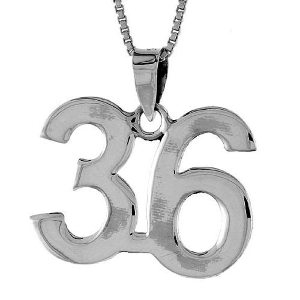 Sterling Silver Any One Number Pendant from 25 to 49 w/ 18" Italian Box ...