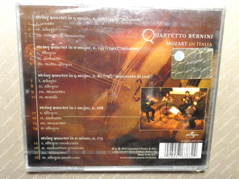 QUARTETTO BERNINI - MOZART IN ITALIA - STRING QUARTETS - CD NUOVO E SIGILLATO | eBay