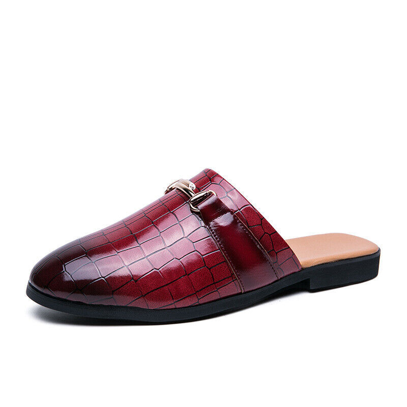 Men Half Slipper Stone Pattern Loafers Breathable Casual Closed Toe ...