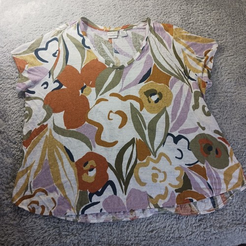 Rachel Zoe Floral Linen Top Blouse Summer Beach Vacation Boho Festival ...