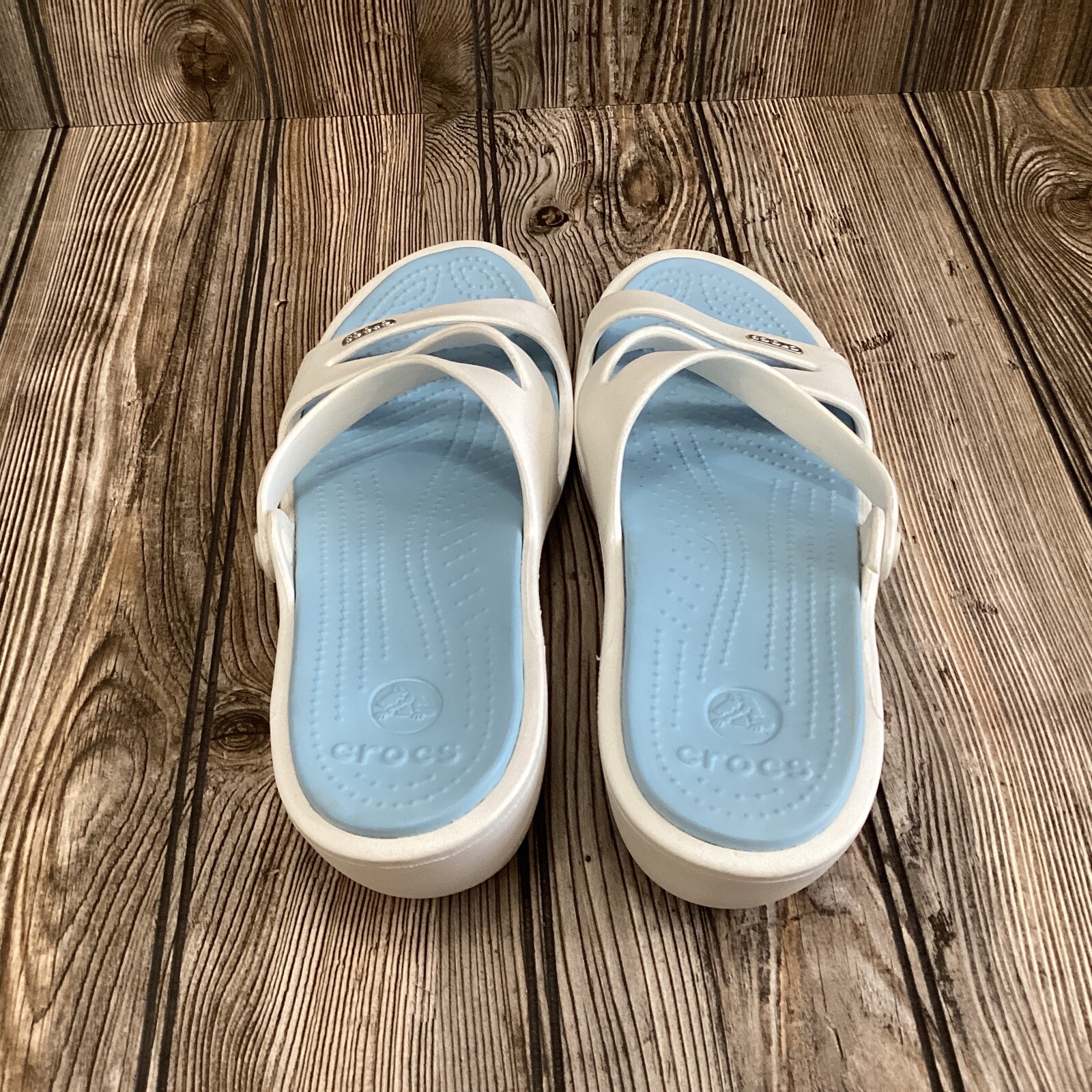 Crocs Womens Patricia Wedge Sandals White Light Blue … - Gem