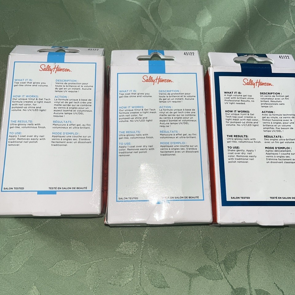 3 X Sally Hansen Gel Shine 3D Top Coat Clear 0.45 oz Dented Pack But Brand New | eBay