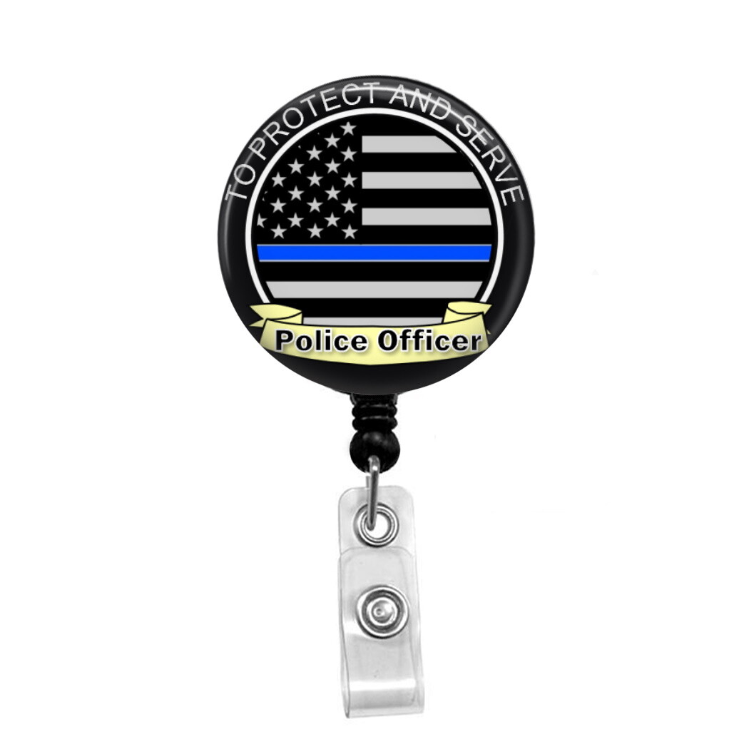 Police Protect & Serve - Retractable Badge Holder - Badge Reel ...