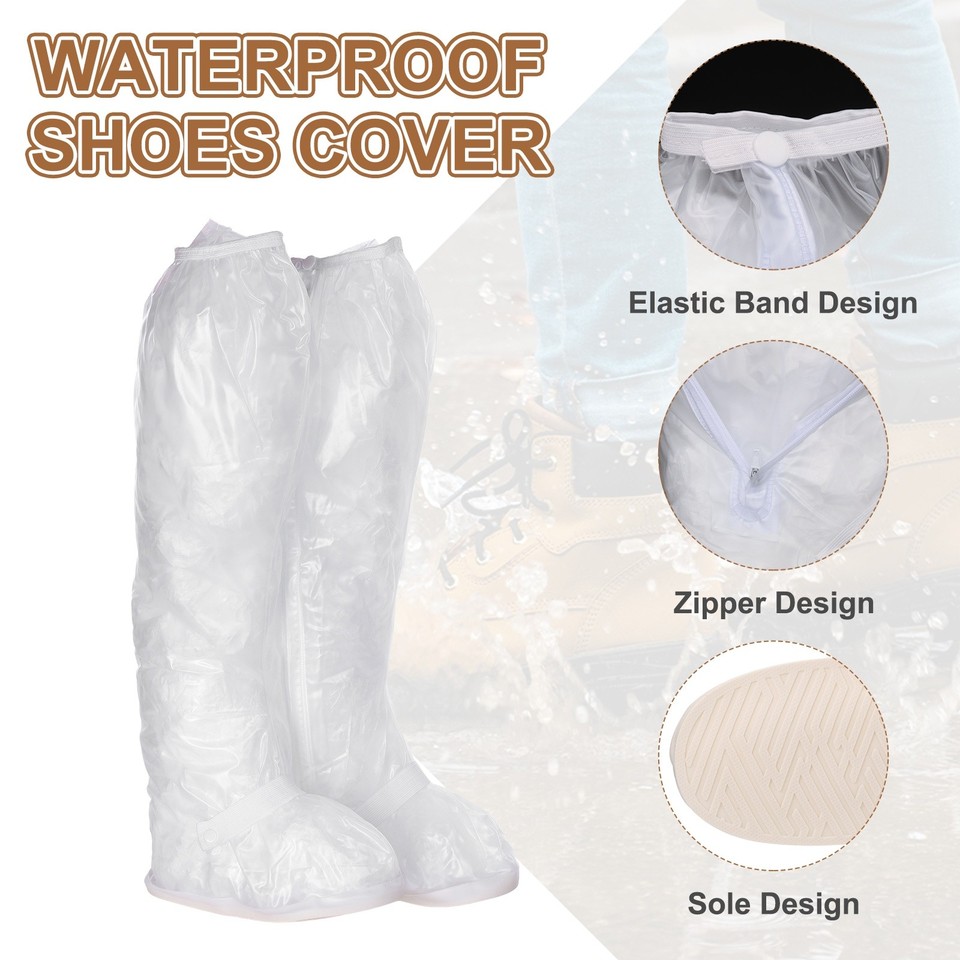 Waterproof Shoes Cover l PVC Rain Galoshes with Zipper & Strap Buckle ...