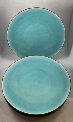 Over and Back Indian Summer Turquoise Crackle Dinner Plates 10.6in Set ...