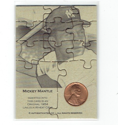 AUTHENTICATED INK PUZZLE COIN CARD MICKEY MANTLE 1954 | eBay
