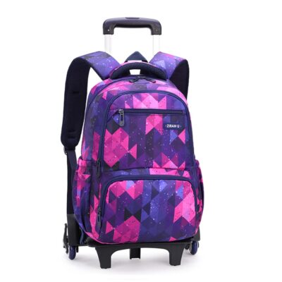 Geometric Rolling Backpack for Girls Kids Backpack with Wheels Roller ...