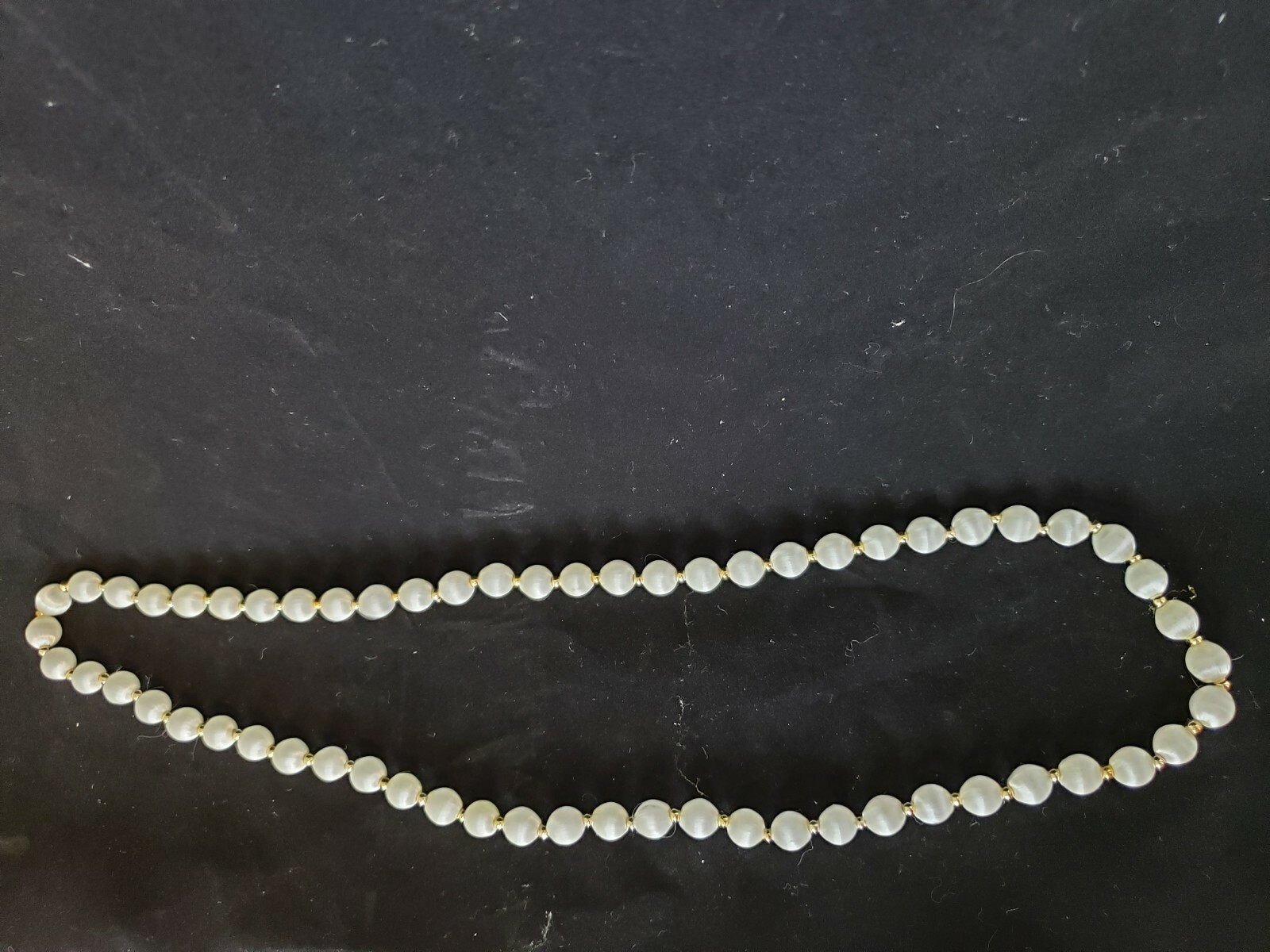 VINTAGE THREAD WRAPPED BEAD NECKLACE~WHITE THREAD~GOLD TONE BEADS~15 ...