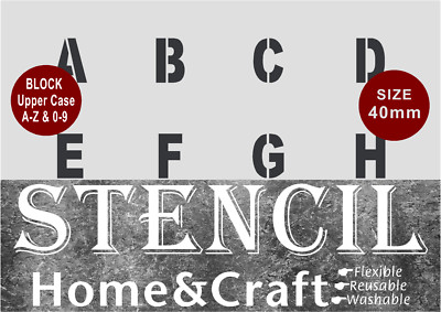 Letter & Number Stencils 40mm High Upper Case BLOCK Style | eBay UK