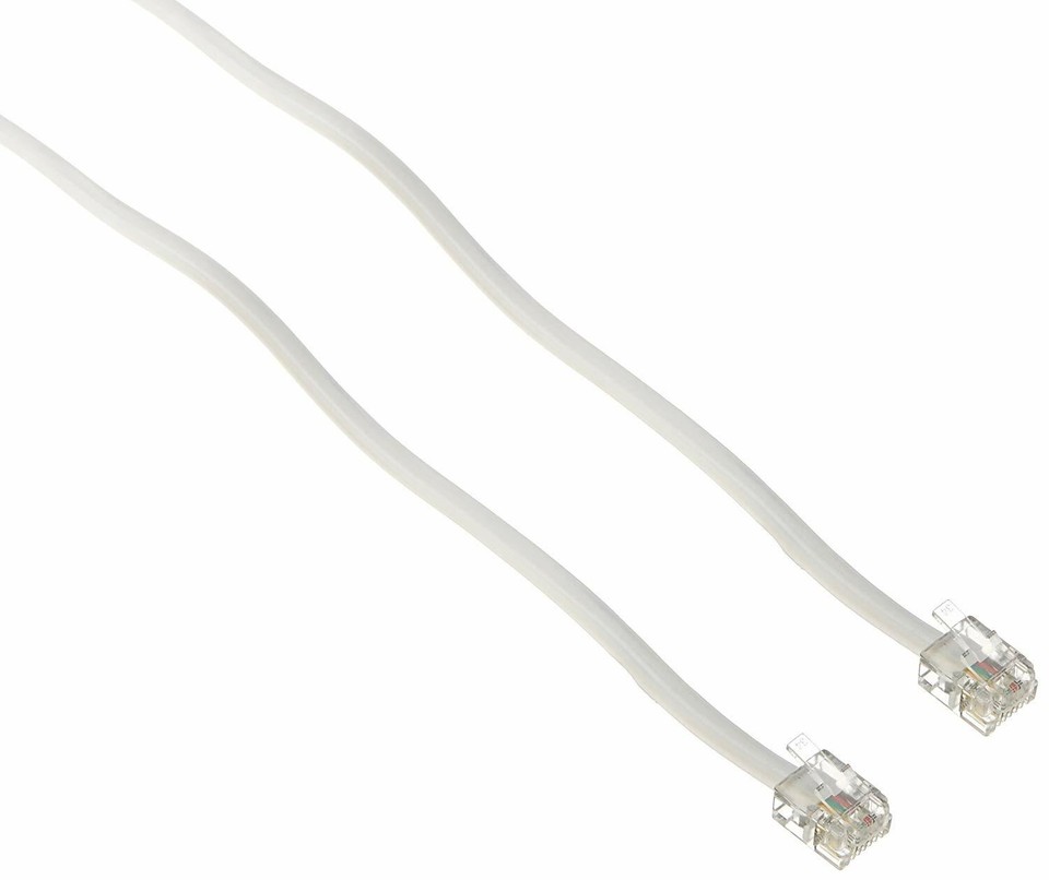 Telephone Extension Cord 25 Feet Long Phone Cable Line Wire - White ...