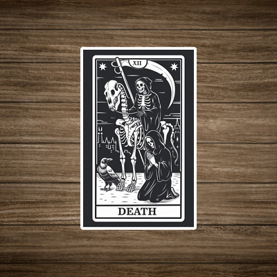 Grim Reaper Death Tarot Card Skeleton Crow Dark Gothic Vinyl Sticker ...