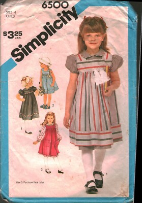 6500 Vintage Simplicity Sewing Pattern Girls 1980s Dress Sundress ...